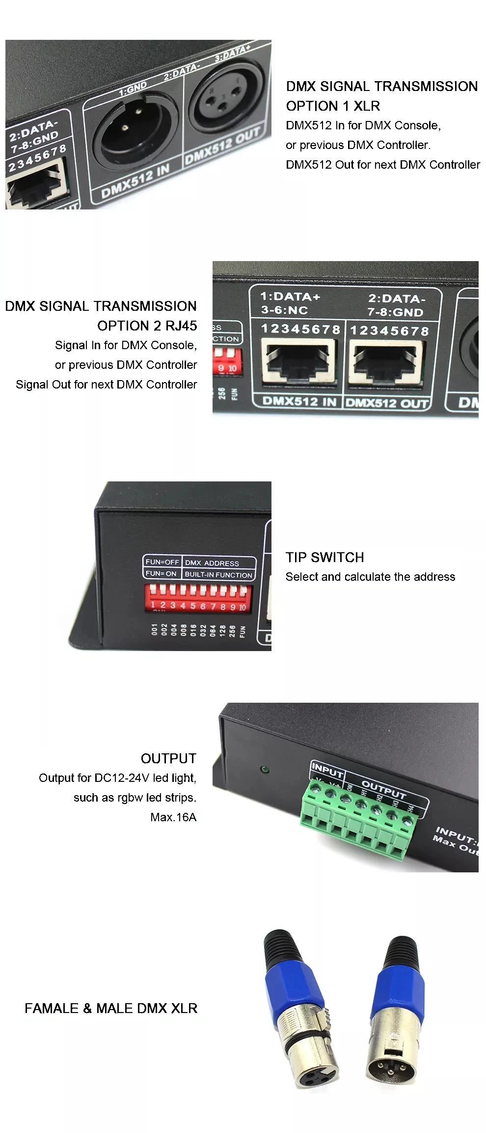 DMX512 Decoder LED Dimmer Driver RGB Controller for RGB LED Strip