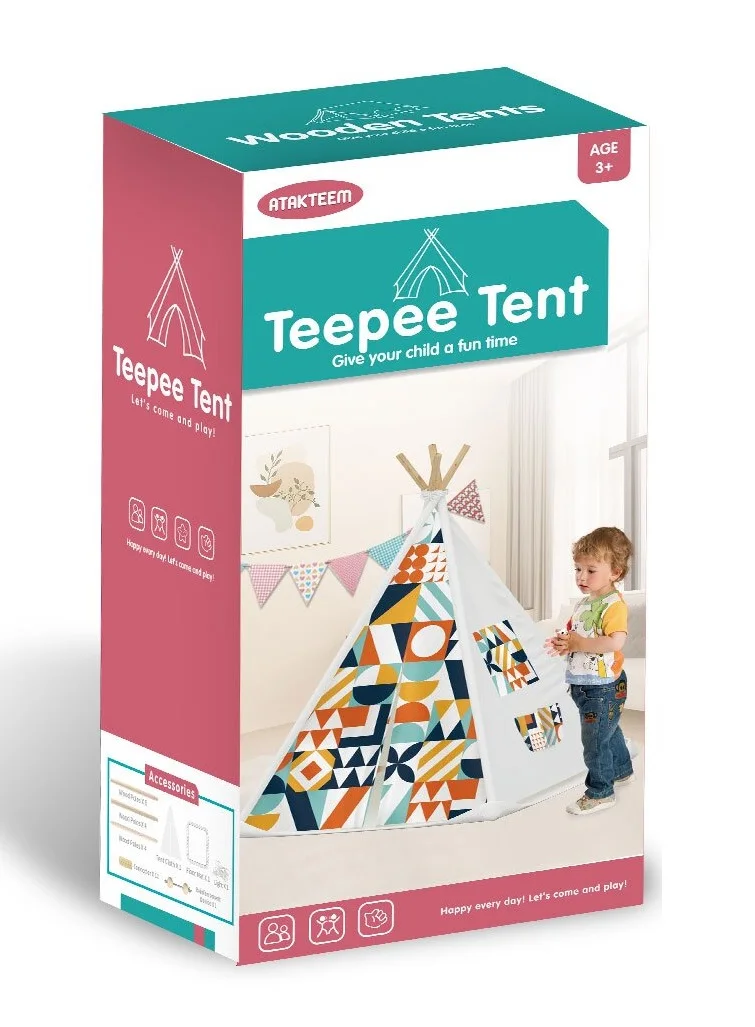 Colorful Indian Tipi Tent Model Pine Wood Stick 3d Geometric Themed ...