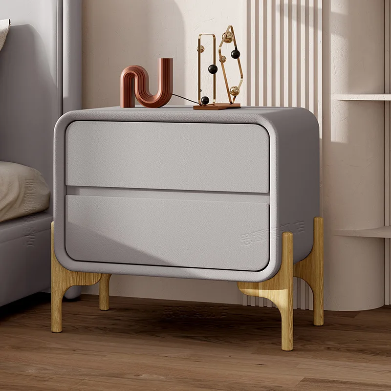 All Solid Wood Simple Modern Nightstand Cream Wind Bedroom