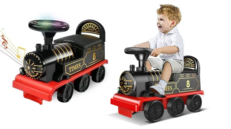 Kids Electric Ride On Toy Train Battery Operated Retro Train Children ...