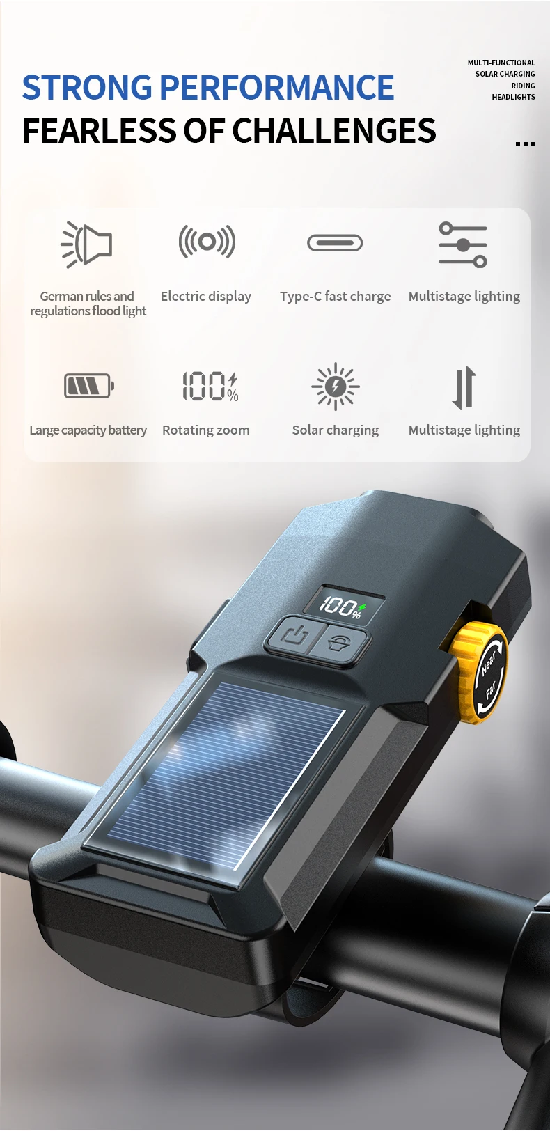 30W Bicycle Front Light 800m Long Range LED Red Light Emergency ...