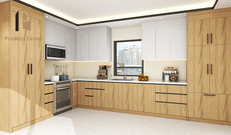 Apartment Custom Plywood Modern Luxury Flat Pack Kitchen Cabinets U Shape Classic Full Furniture ...