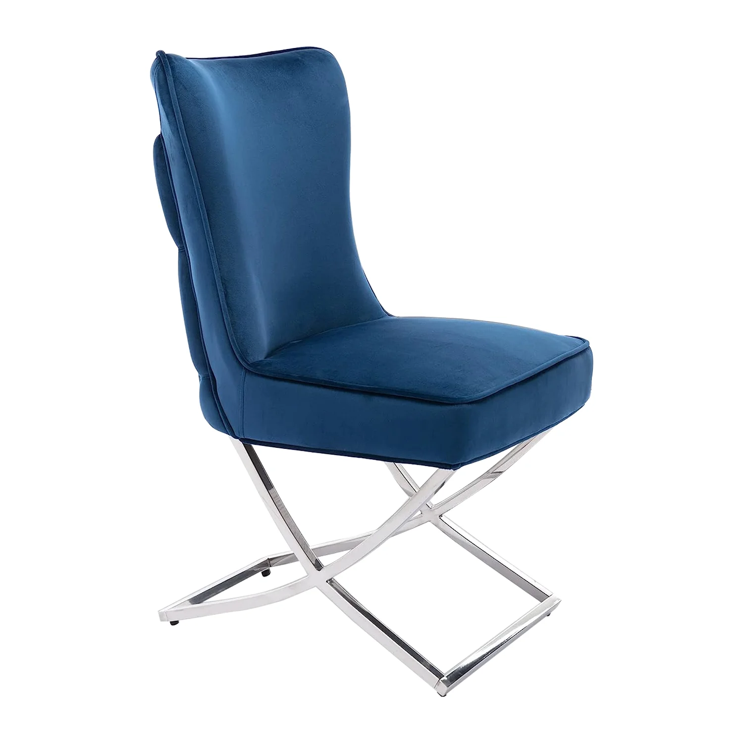 Modern Luxury Blue Velvet X-shape Stainless Steel Legs European ...