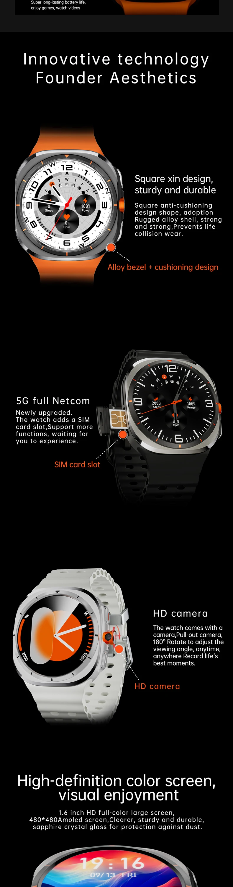 BW Ultra 4G Smart Watch - 1.508" AMOLED Display, 3+32GB Memory, WiFi ...