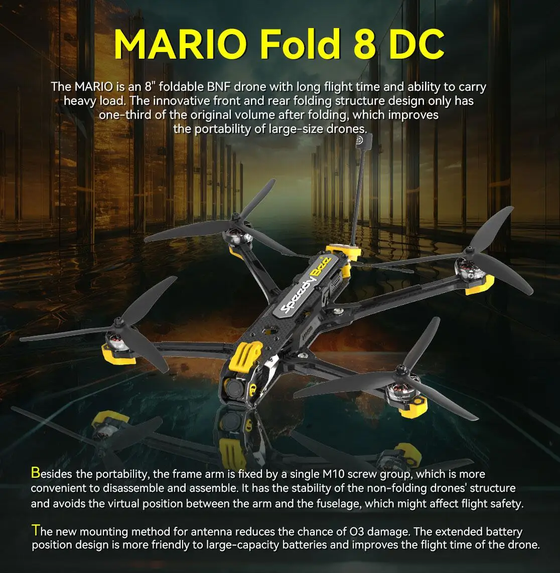 Speedybee Mario Fold 8 Dc 360mm Long Range Analog Hd Uav Frame Kit ...