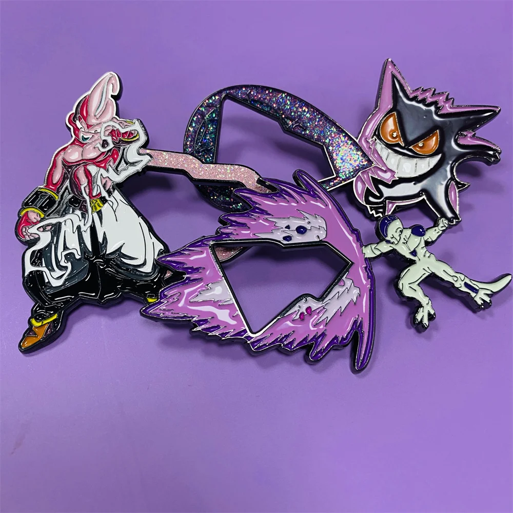 Custom Metal Pins Wholesale Cartoon Anime Soft Enamel Glitter Frame Hat ...