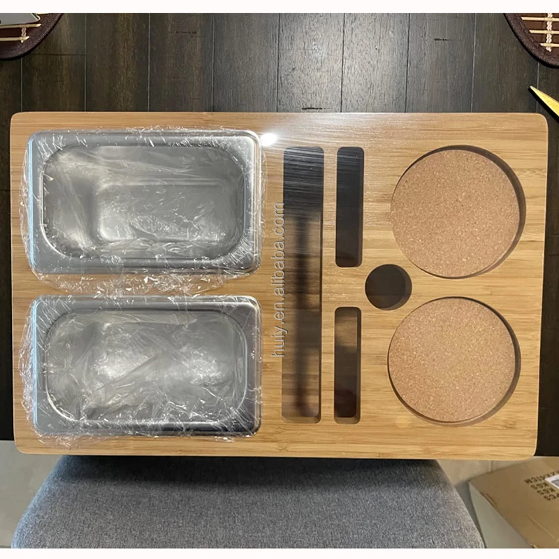 Bamboo Wood Sofa Snack Caddy Couch Organizer with Remote Control and ...