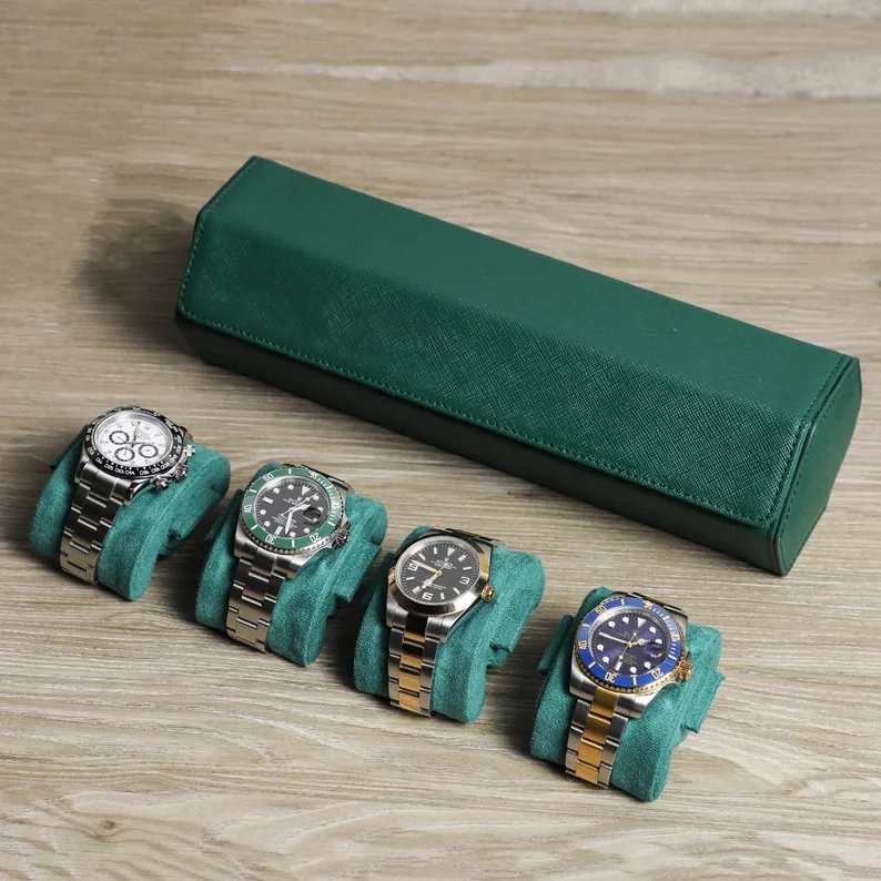Customized Hexagonal Travel Watch Roll Case - 4 Slots