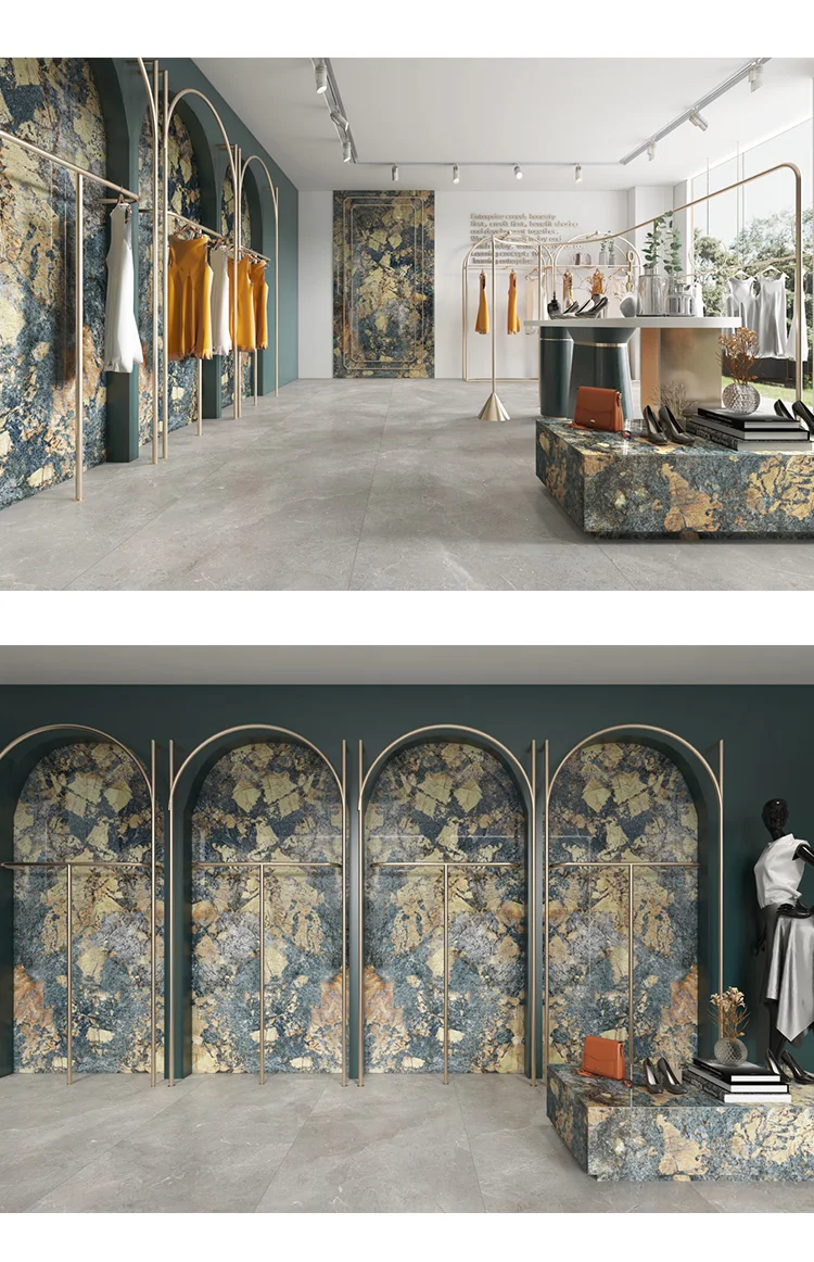 1600x3200 Green Forrest Marble Design Mirror Pattern Sintered Stone Big ...