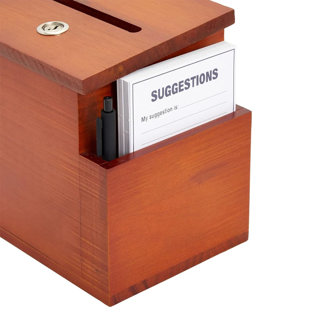 Modern Design Wooden Suggestion Box With Lock Brown Ballot Box For ...