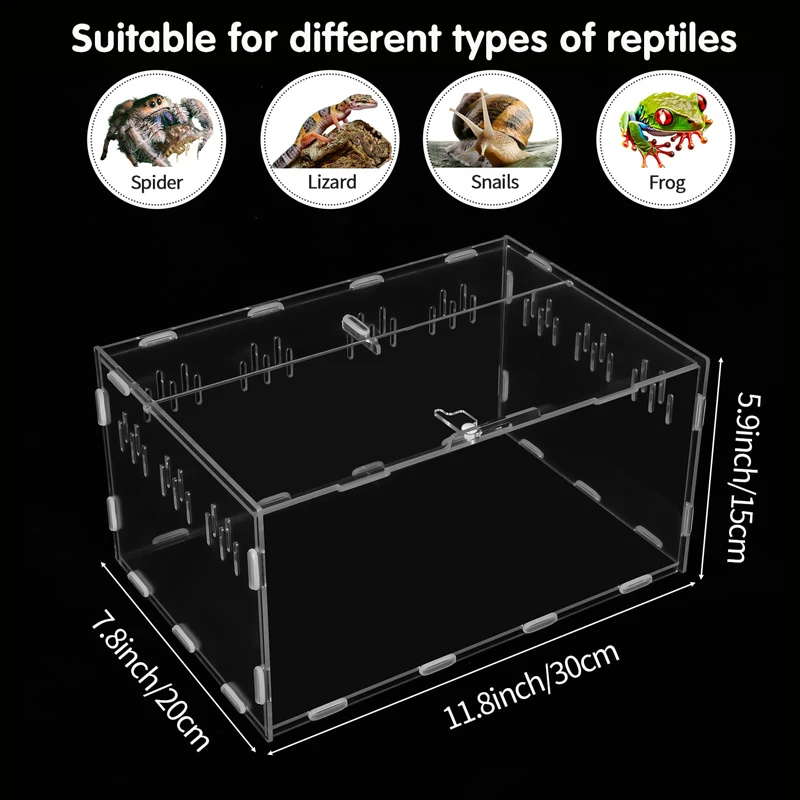 Acrylic Reptile Terrarium Enclosure Transparent Acrylic Reptile Tank ...