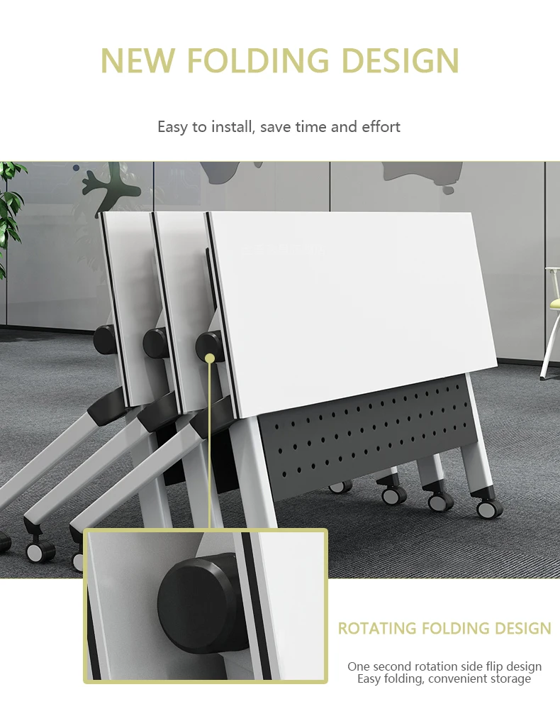 Movable Training Study Desk Tables With Wheels Office Room Stackable ...