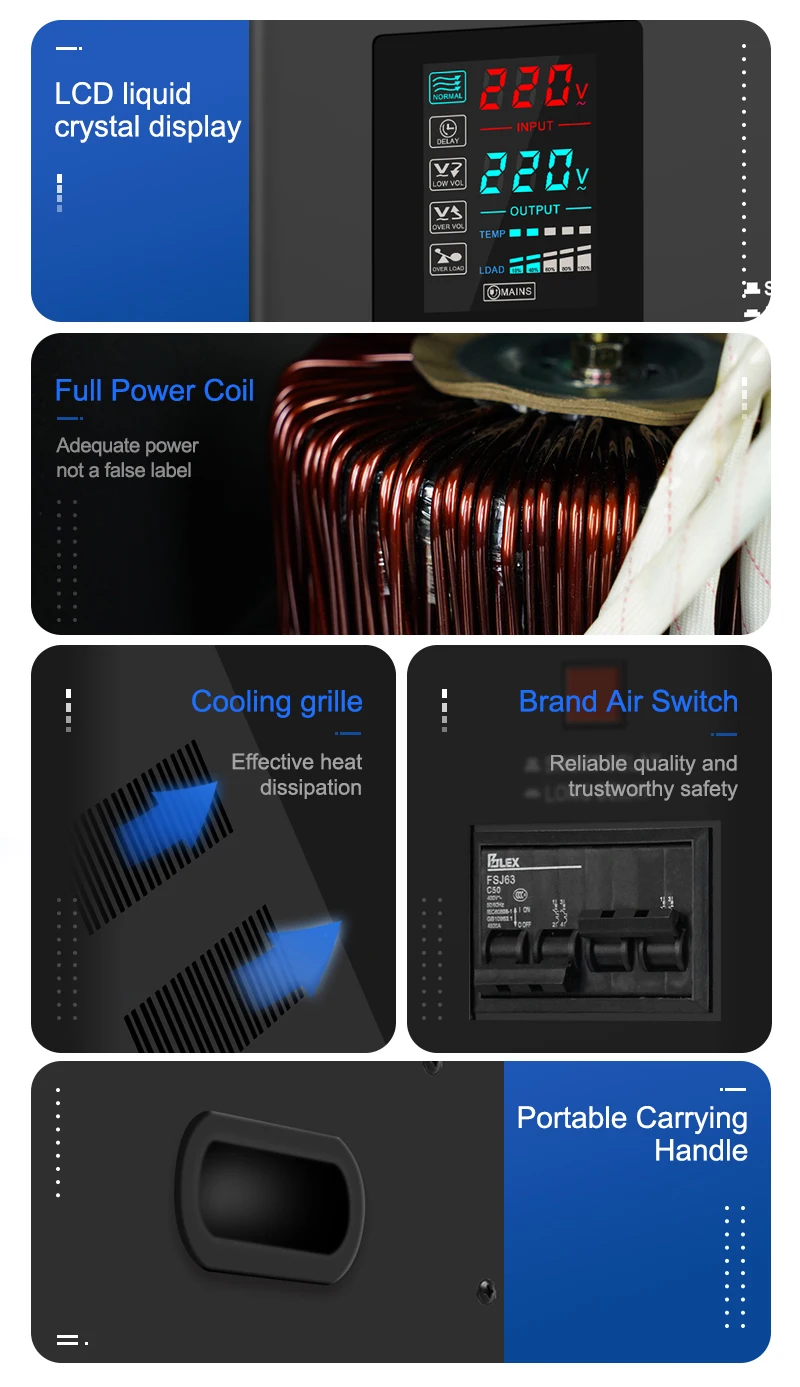 Adjustable Automatic Voltage Stabilizer 10kva 15kva With Digital Relay ...