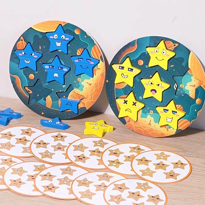 2312 Wooden Star Emoticon Battle Board Game Chess Educational Toys ...
