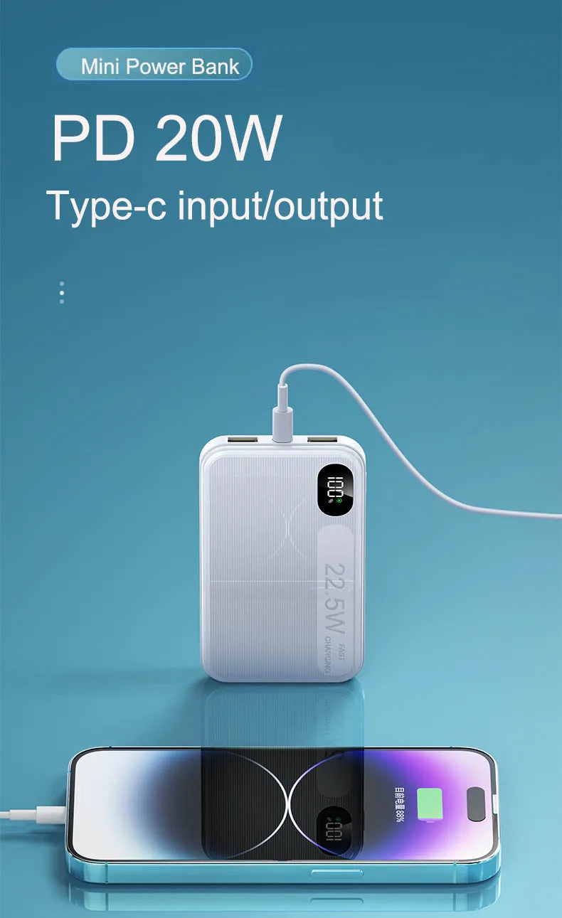 PD22.5W Digital Display Fast Charging Power Bank 10000mAh Ultra Slim ...