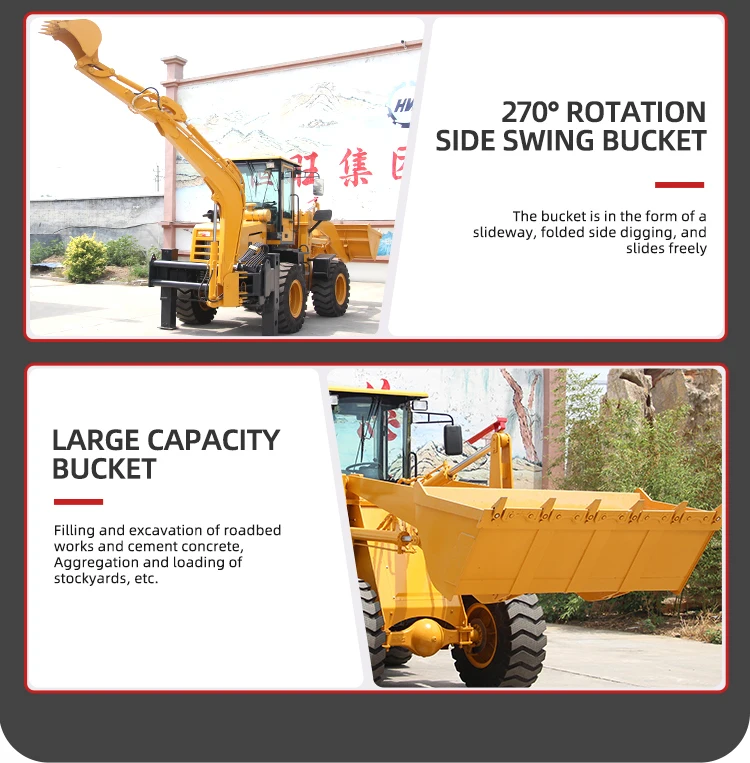 High Efficiency 4WD Tractors with Front Loader & Backhoe