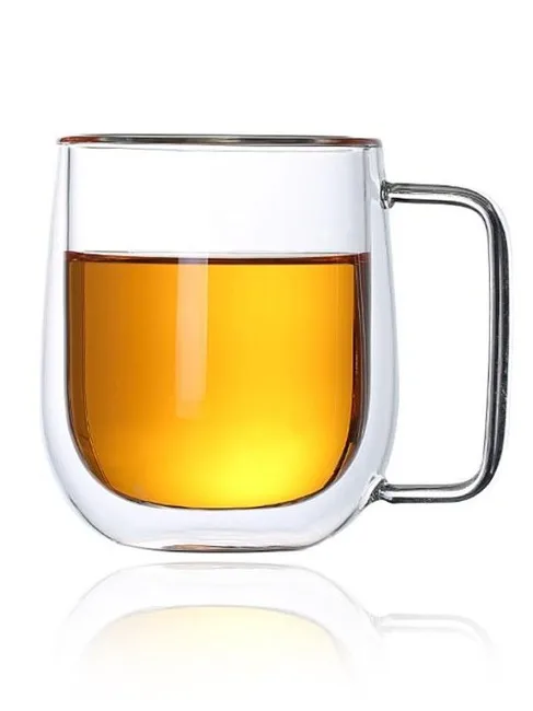 China Supply High Borosilicate Glass Double Wall Coffee Mug With Handle ...