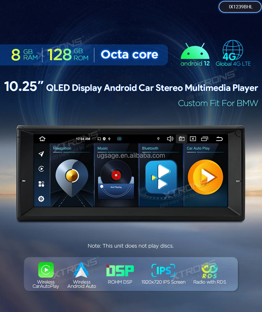 XTRONS 10.25" Android 12 Autoradio for BMW E38 E39 - Carplay