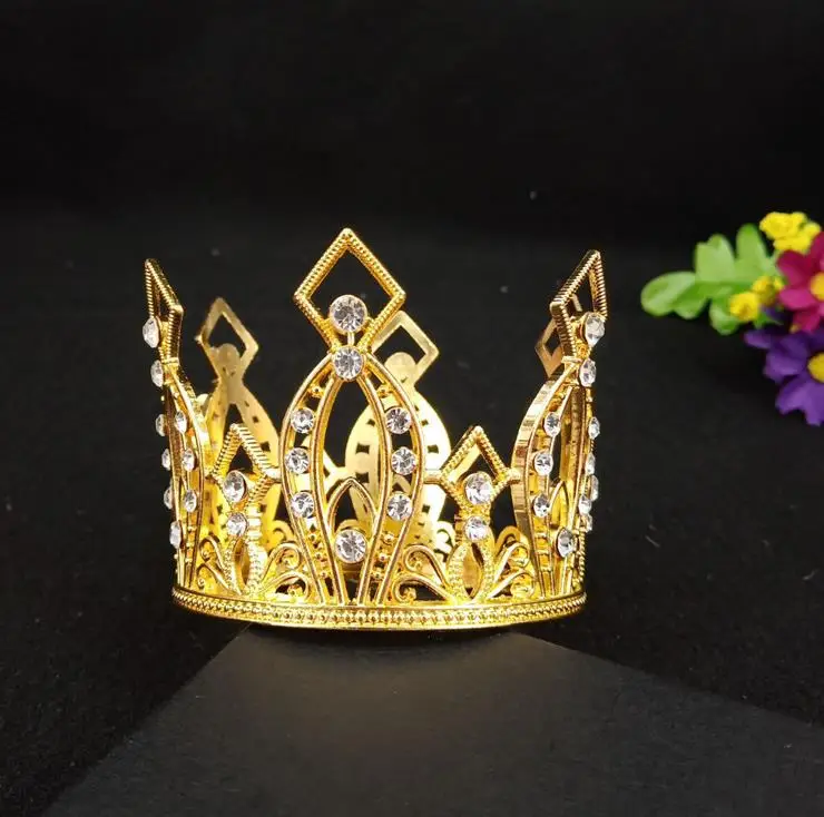 Mini Tiara Cake Topper Gold Crystal Vintage Wedding Cake Crown Birthday ...