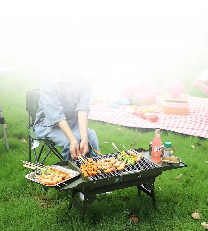 Portable Barbecue Grill Foldable Charcoal Grill Outdoor Camping ...