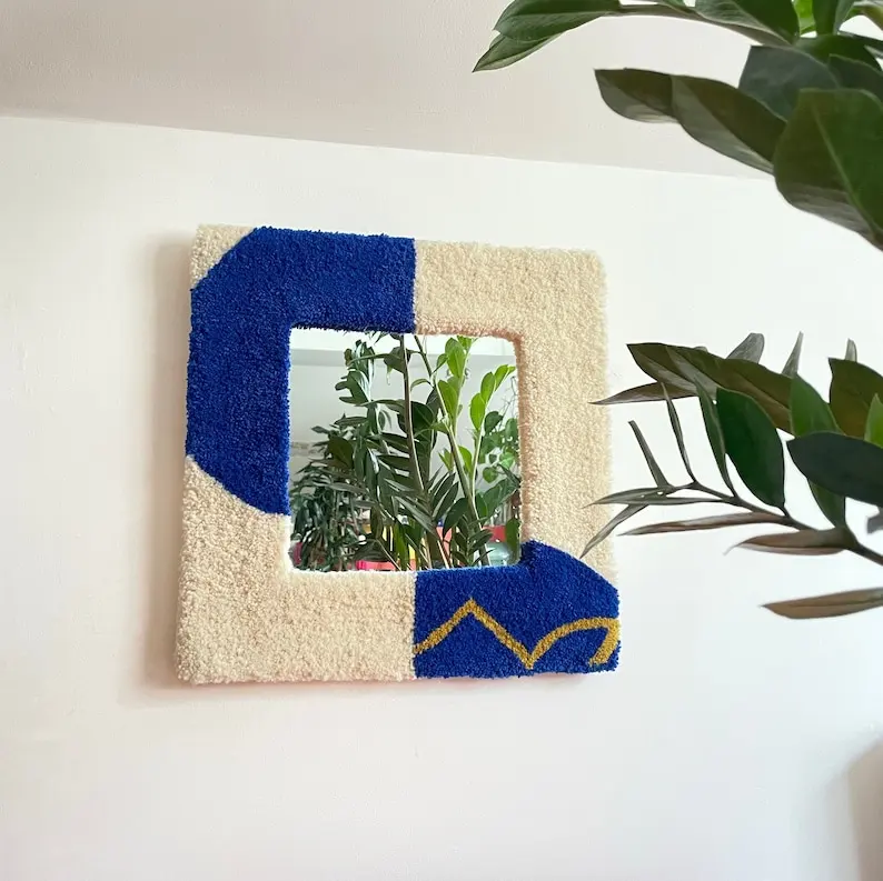 Adorable Shipped Quickly Vibrant Punch Mirror Square Frame Tufted ...