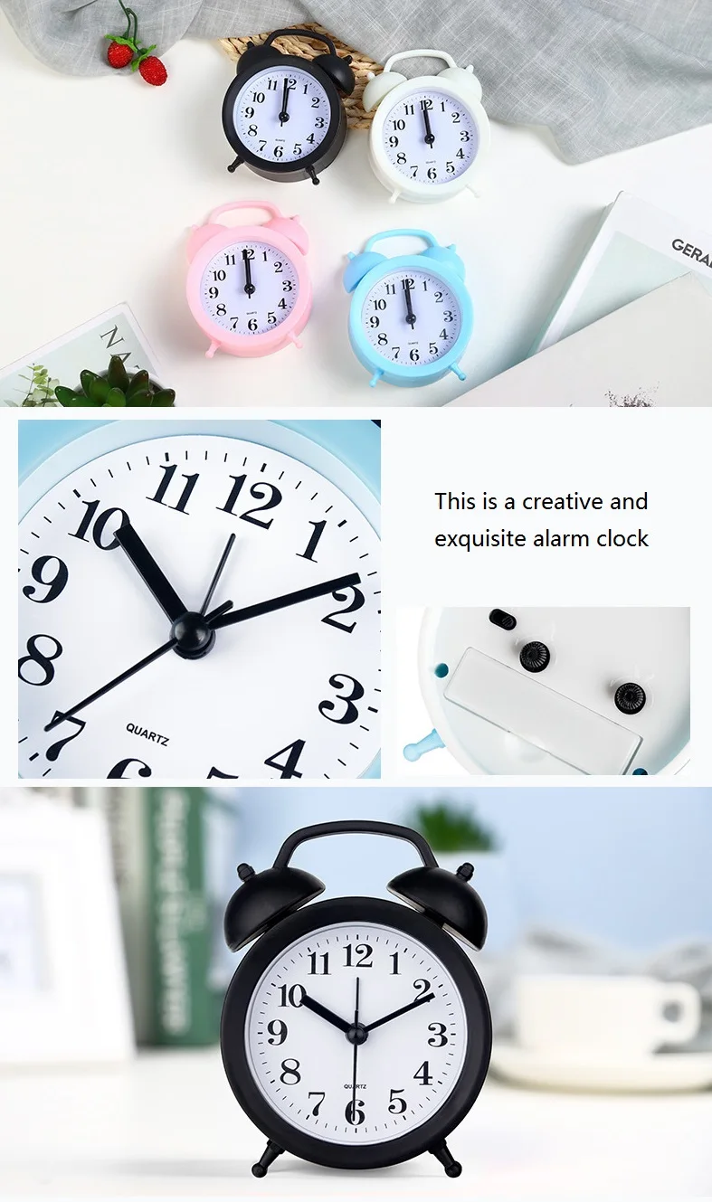 Promotional Blue Plastic Desktop Cartoon Alarm Decorative Table Clock ...