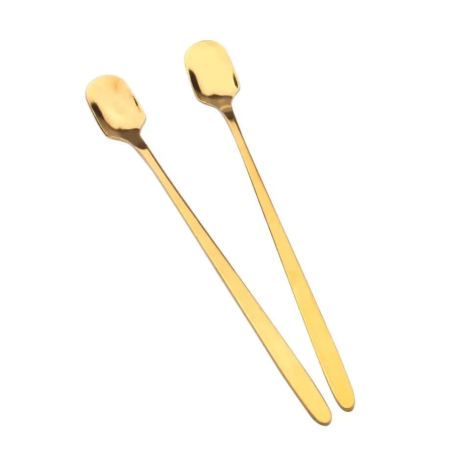 Wholesale Luxury Custom Long Tiny Tea Spoons Dessert Coffee Scoops Gold ...