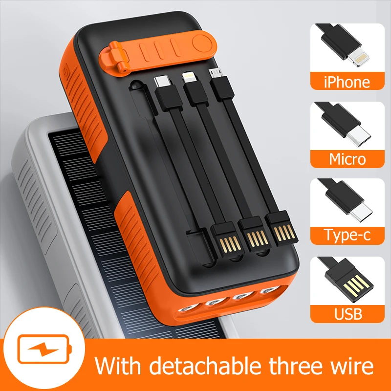 63200mAh Portable Solar Power Bank - Fast Charging, Hand Crank, with 4 ...