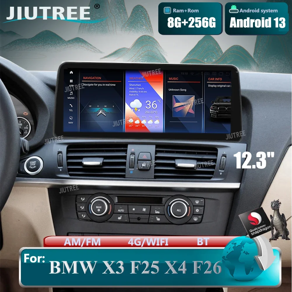 12.3 Inch Android 13 Stereo For Bmw X3 F25 X4 F26 2011-2016 Cic Nbt Car Radio Gps Video Carplay ...