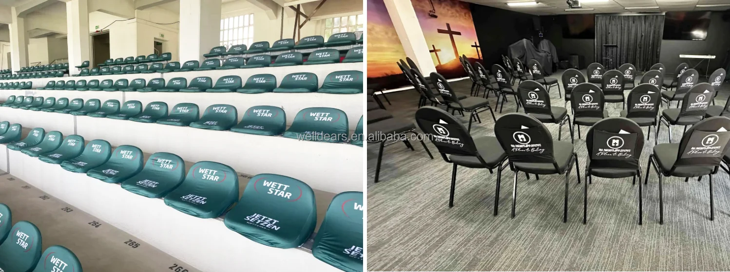 Custom Logos Chair Cover Sublimation Printed Party Matches Events ...