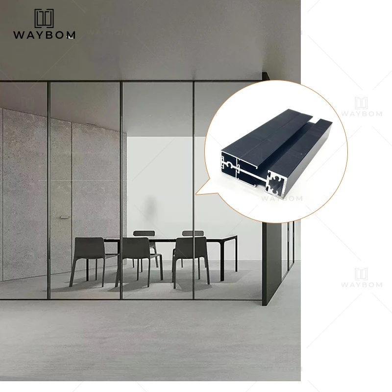 Frameless office partition aluminum profile glass hinge swing glass ...