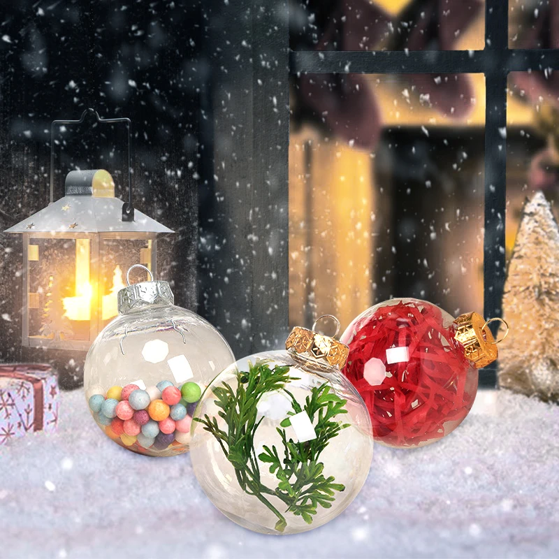 Christmas Ornament 10cm 8cm 6cm Christmas Plastic Open Round Clear Ball ...