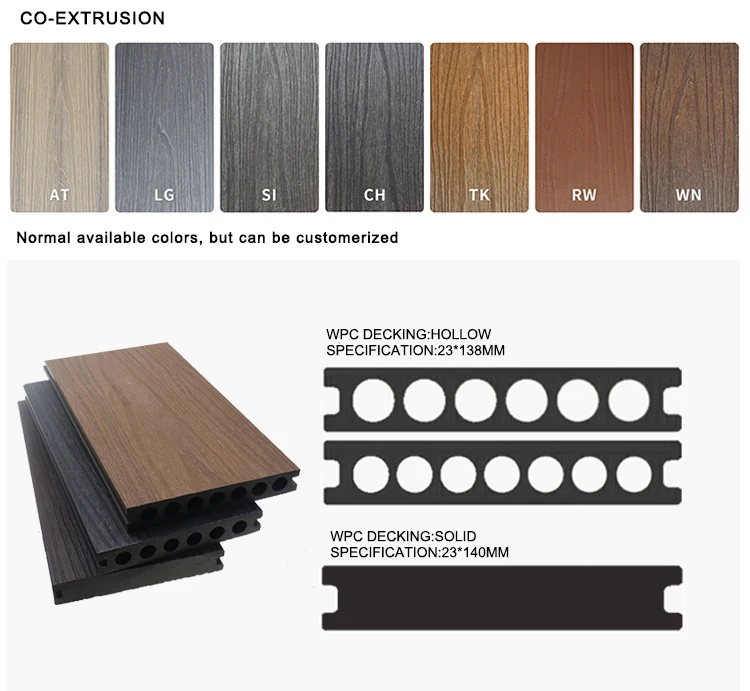 Solid Design 3d Embossing Wpc Decking Boards Outdoor Use Wood Plastic ...