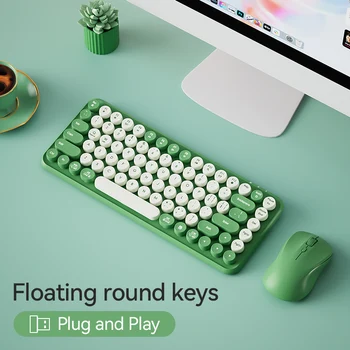 Bow Fashion 2.4g Wireless 85 Keys Punk Retro Buttons Keyboards For ...