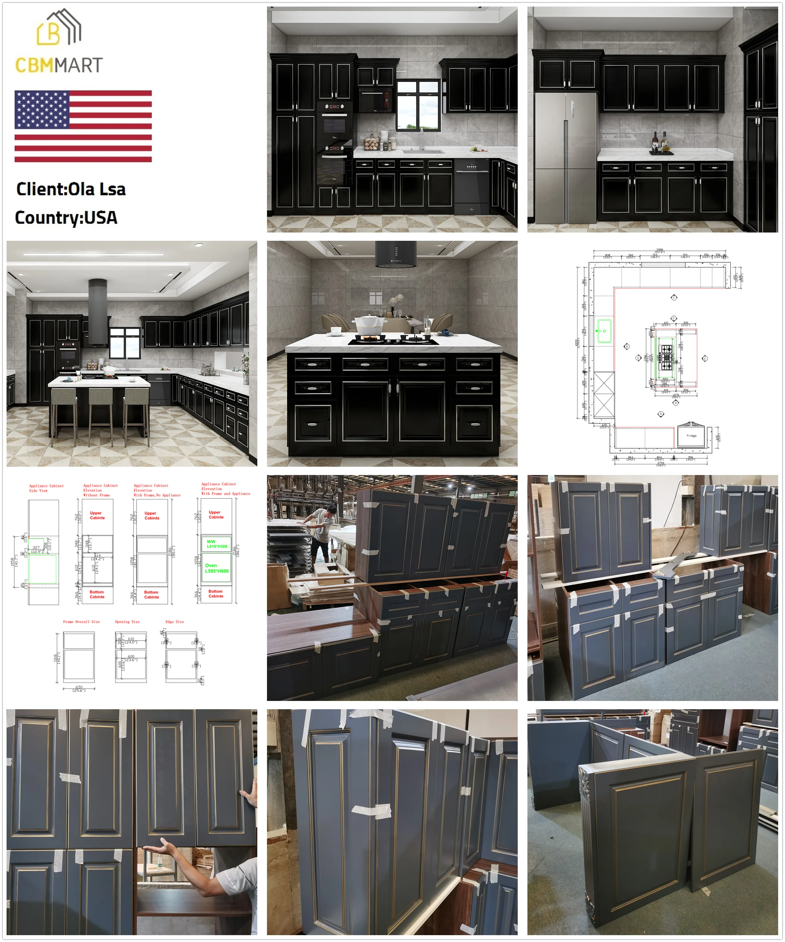 North American Classic Solid Wood Kitchen Furniture Modular Kitchen ...