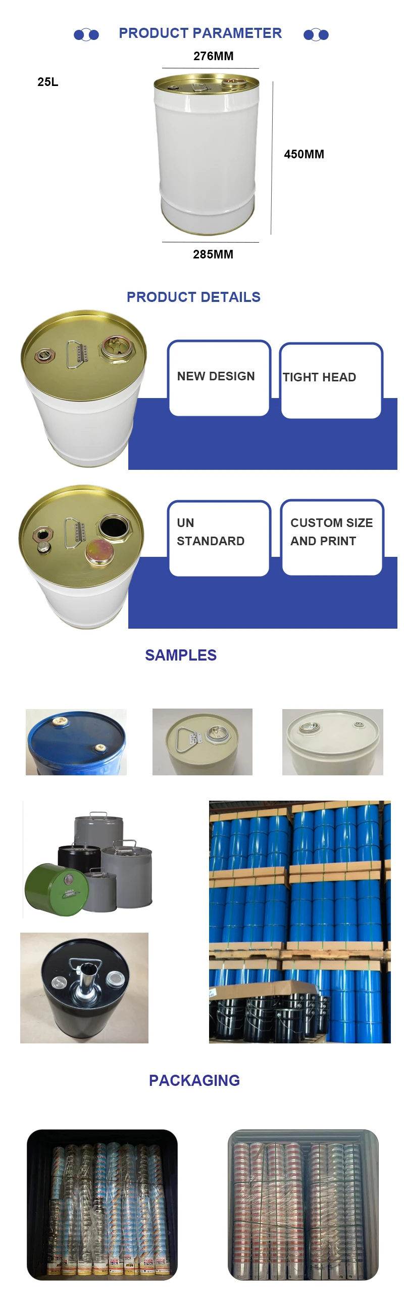 20 Liters Metal Lubricant Oil Bucket Drum Paint Tin Pail Closed Top Oil ...