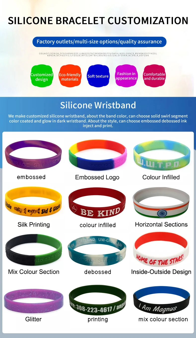 Cmyk Printing Rubber Bracelets Custom Wrist Band Silicone Wristband ...