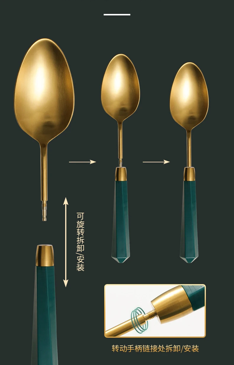 2022 Trendy Acrylic Handle Flatware - High Quality Gold Cutlery