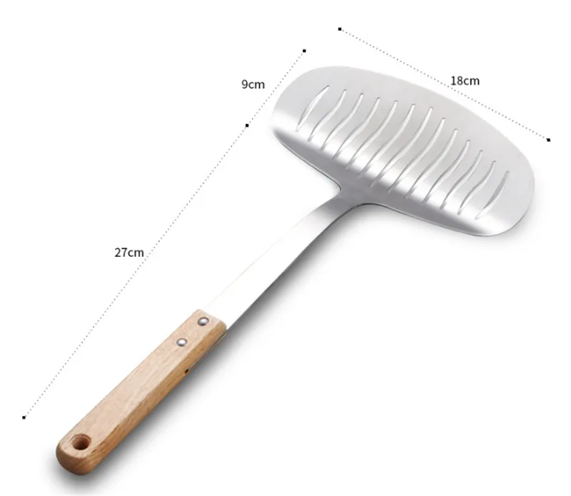 Stainless Steel Long Wood Handle Drain Shovel Thickening Cooking ...