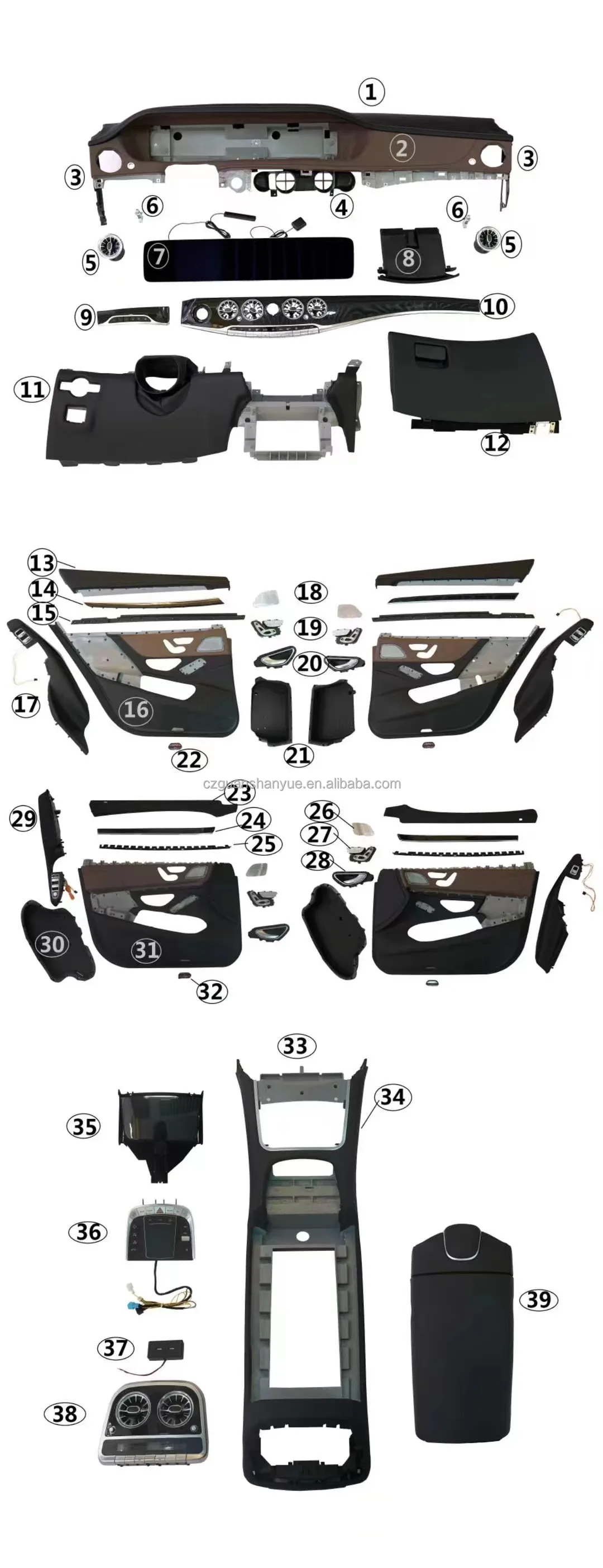 Full Vehicle Cockpit Coverage Interior Decoration Upgrade Indoor W221 ...