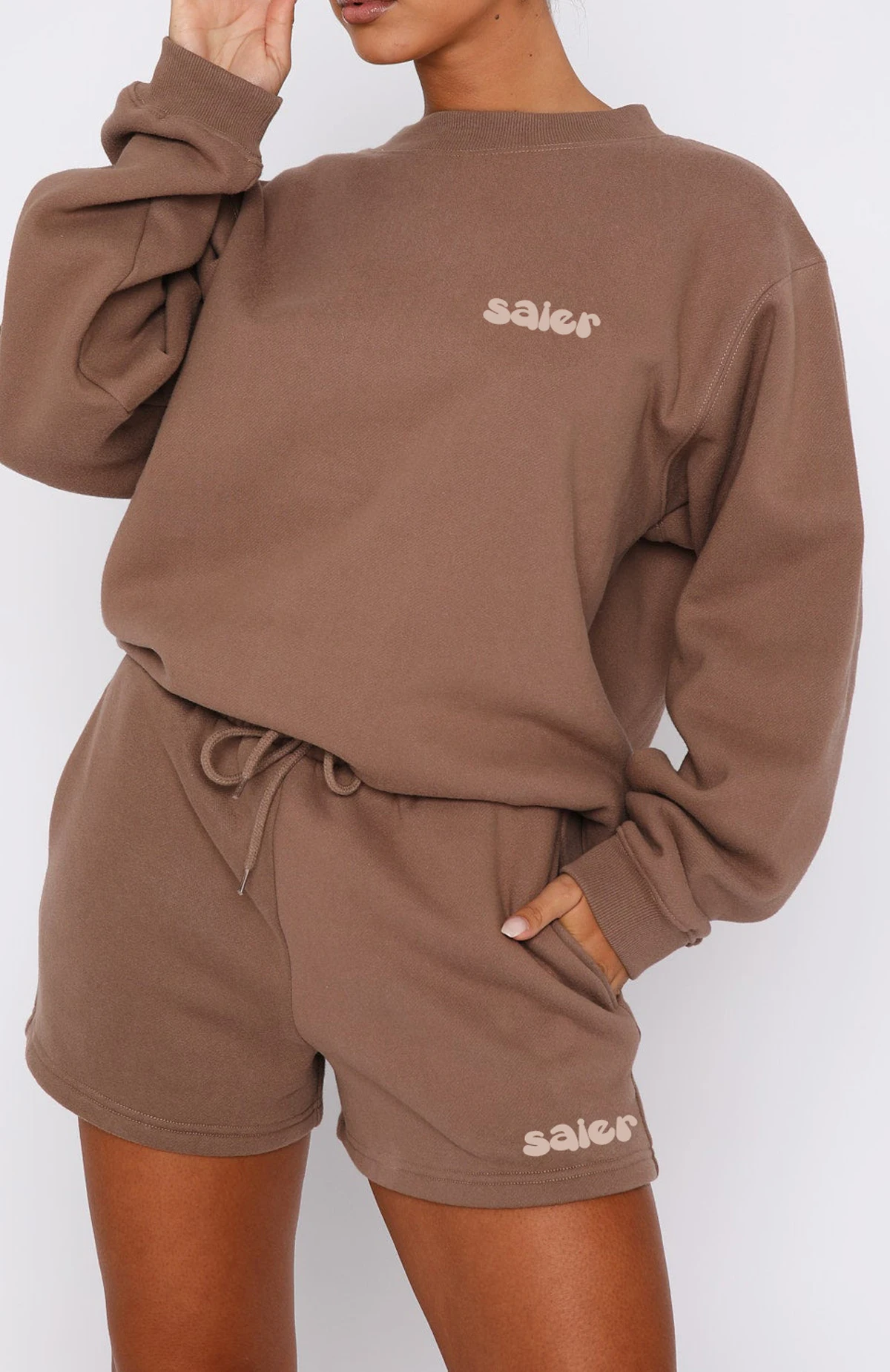 Custom Logo Sportswear Short Sweat Suit Women 2 Piece Sweatshirts And ...
