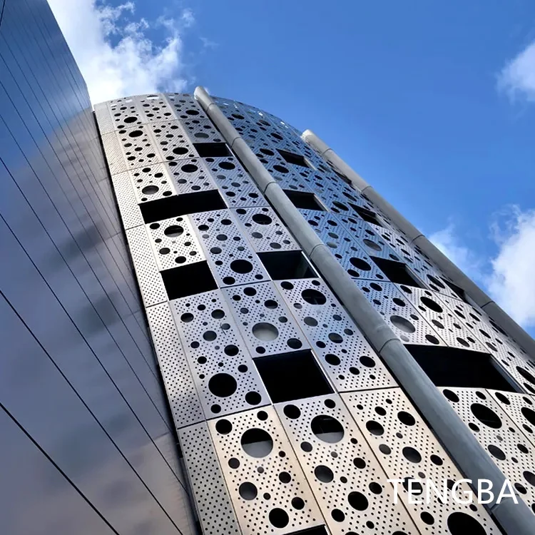 Modern Red Aluminum Cladding with Perforated Design for Restaurant ...