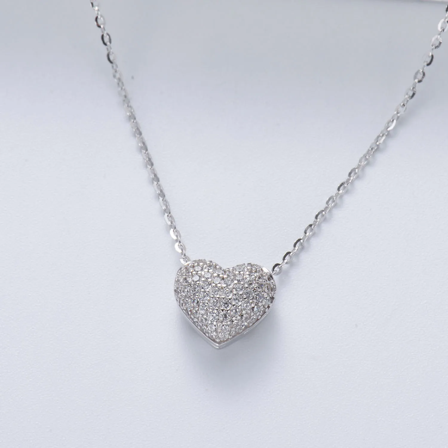 Fashion Design Custom Cubic Zirconia Heart Shape 925 Sterling Silver ...