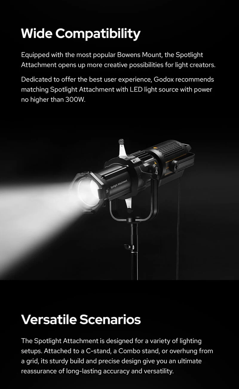 Godox VSA-19K Spotlight Attachment - 19° Lens for LED Lights