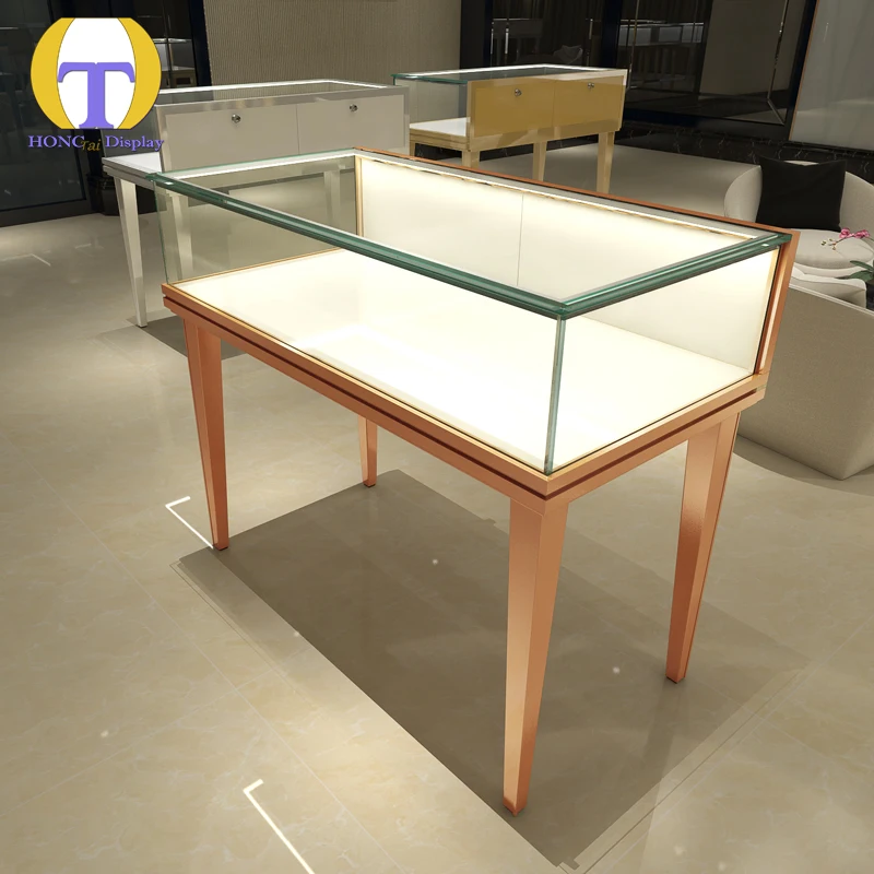 Luxury Gold Jewellery Display Cabinet Showcase Design Custom Lockable ...