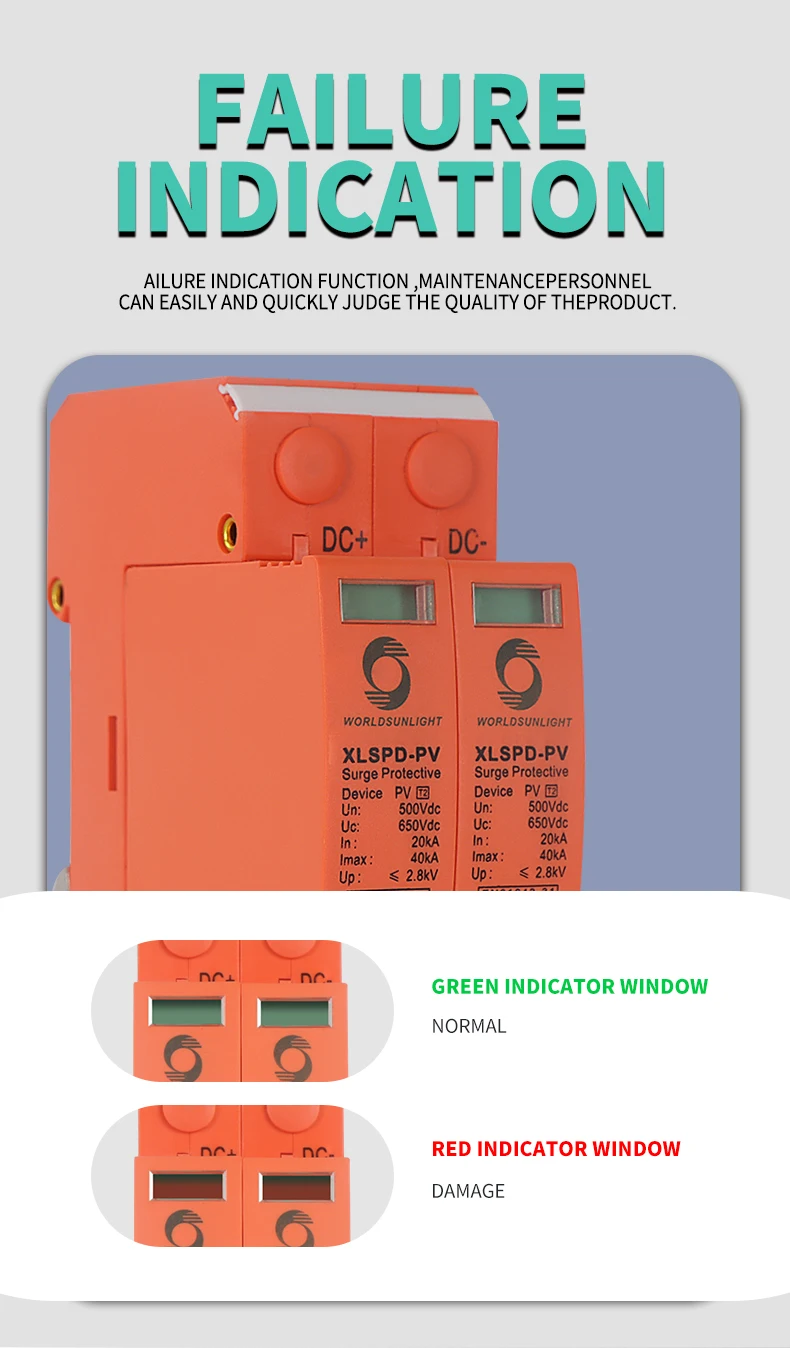 Xlspd-pv Ce Tuv Solar Pv 20ka - 40ka 2p 3p Dc 500v 600v 800v 1000v Dps Surge Protector Arrester ...