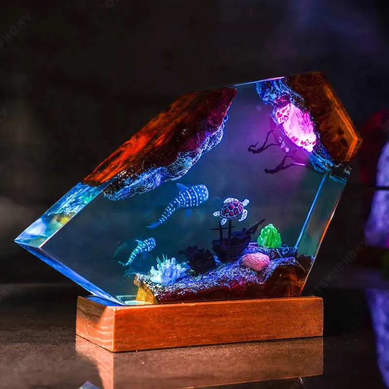 Creative Resin Miniature Seabed Orgamism Shark Turtle Dolphin Epoxy ...