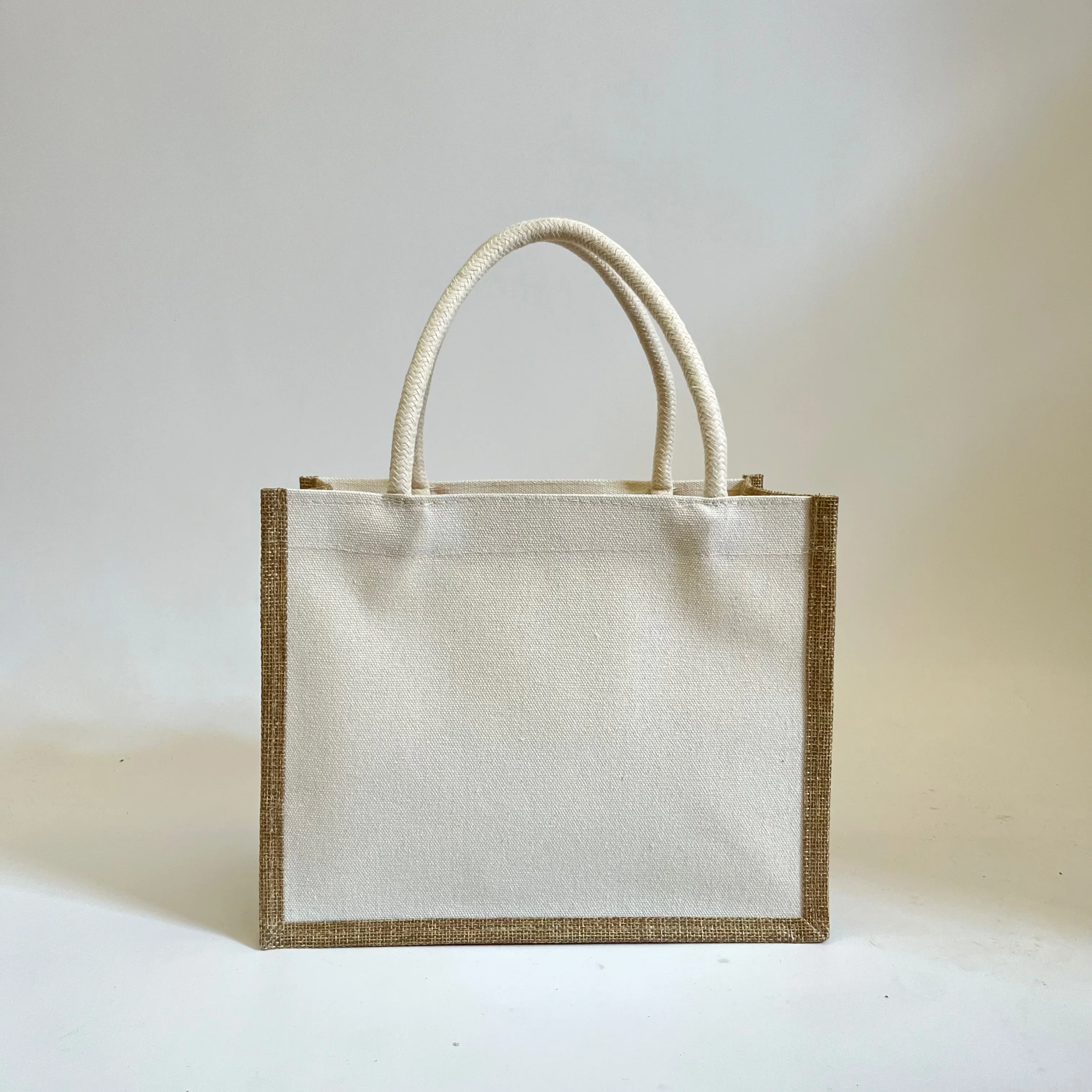 Eco-friendly Customized Handbags Flax Burlap Bags Large Capacity Fancy ...