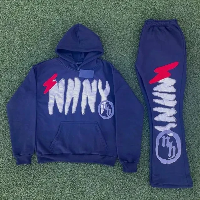 Clothing Manufacturer Custom Puff Printing Logo Hoodie Set Sweatsuit ...