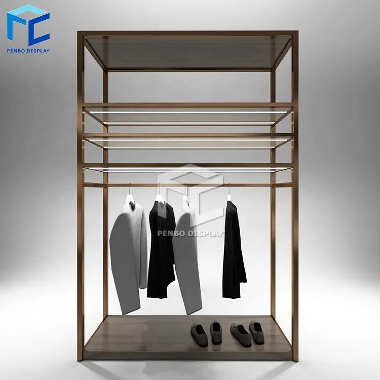 Modern Retail Shop Metal Gold Dress Clothing Store Display Rack ...